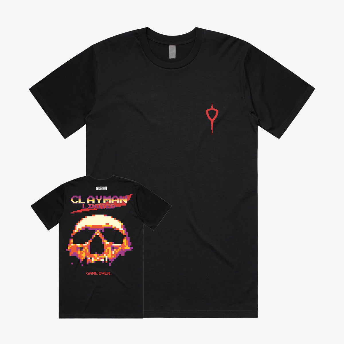 Clayman - 8 Bit Skull Shirt – Merch Connection